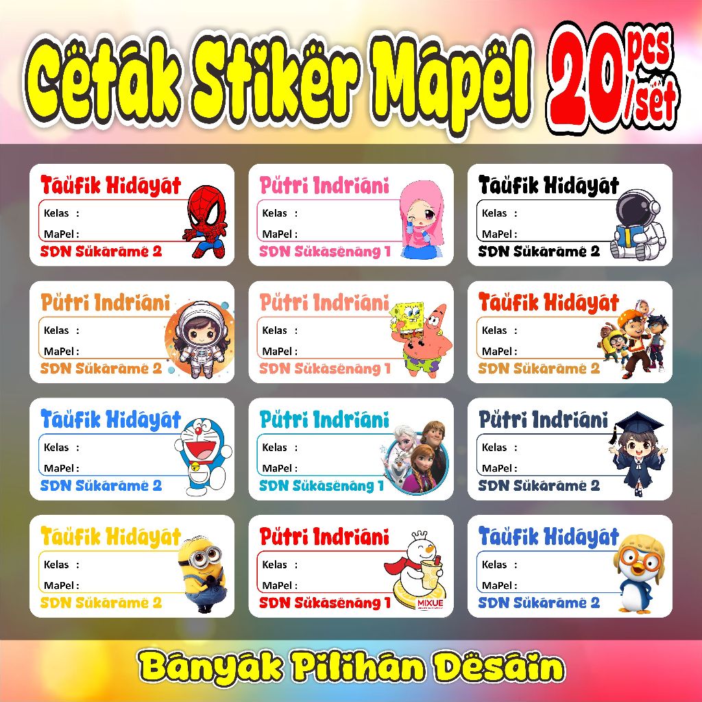 Jual (Isi 20pcs) Stiker Mata Pelajaran - Label Buku Pelajaran Sekolah ...