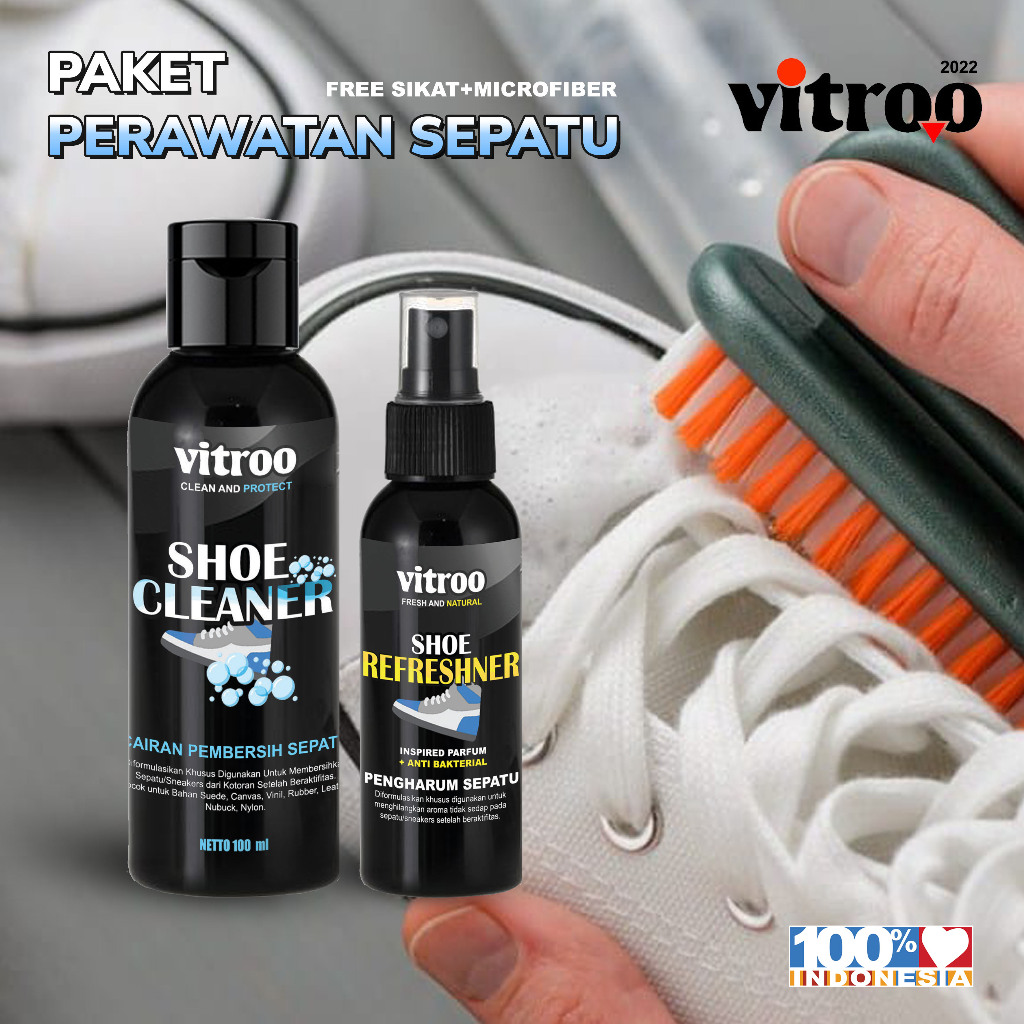 Jual Paket Perawatan Sepatu Vitroo Kit Shoe Cleaner Shoe Parfum + Sikat ...
