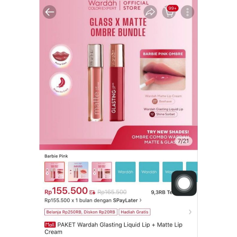 Jual Bundle Ombre Wardah (Glazing Liquid Lip + Matte Lip Cream ...