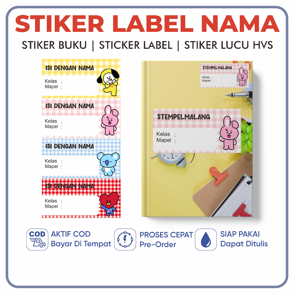 Jual STIKER BUKU LABEL NAMA/STICKER LABEL/STIKER BUKU/STICKER KERTAS ...