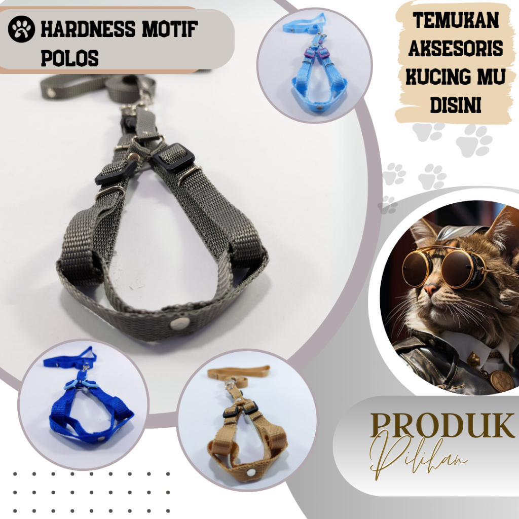 Jual Harness Kucing Motif Polos / Tali Harness Model Y / Harness Kucing ...