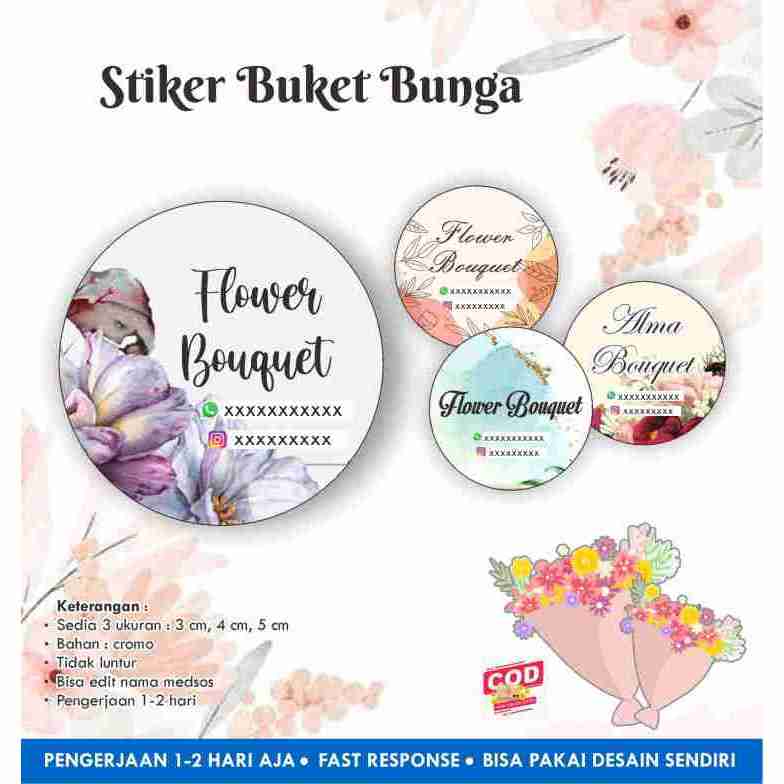 Jual [170 pcs] Stiker Bunga bulat version / Flower / Buket / Bouquet ...