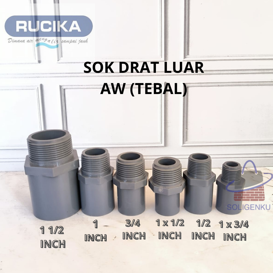 Jual Sok Drat Luar (SDL) PVC Pipa Rucika 1" inch AW | Shopee Indonesia