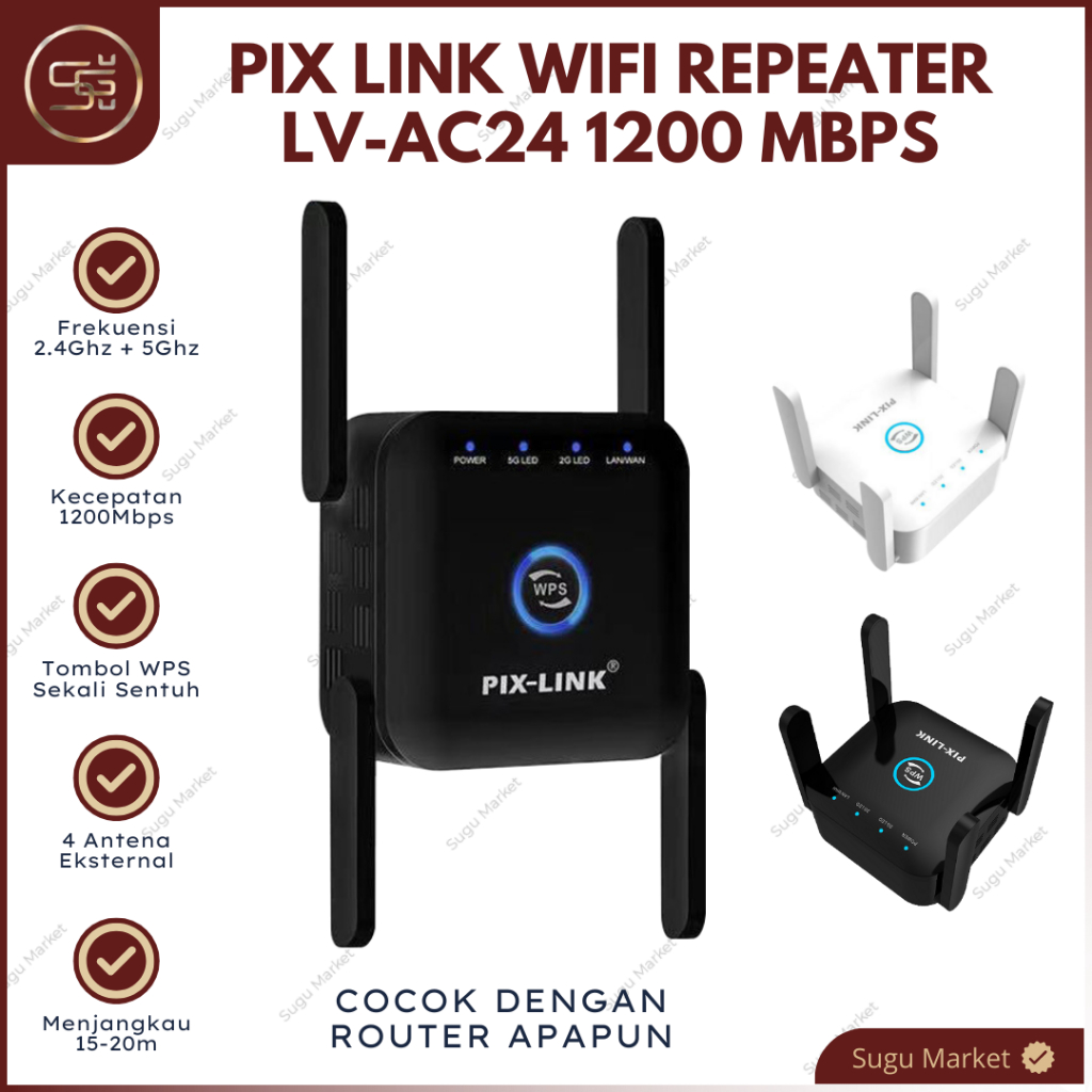 Jual Pix Link Wifi Repeater 1200MBPS 2.4G + 5G LV-AC24 Penguat Sinyal ...