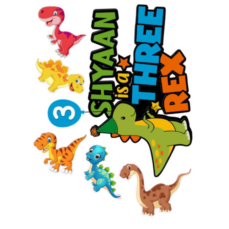 Jual Topper Dinosaurus gratis tambah nama, usia, dan foto. hiasan kue ...
