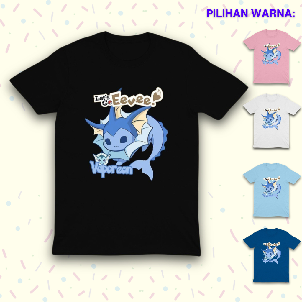 Jual Kaos Anak Pokemon Eevee Vaporeon Premium Katun Combed 30s Adem ...