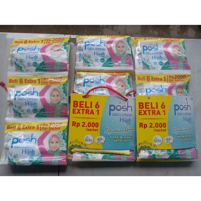 Jual (1 Renceng isi 14 sachet) Posh Deo lotion Hijab chic sachet berat ...