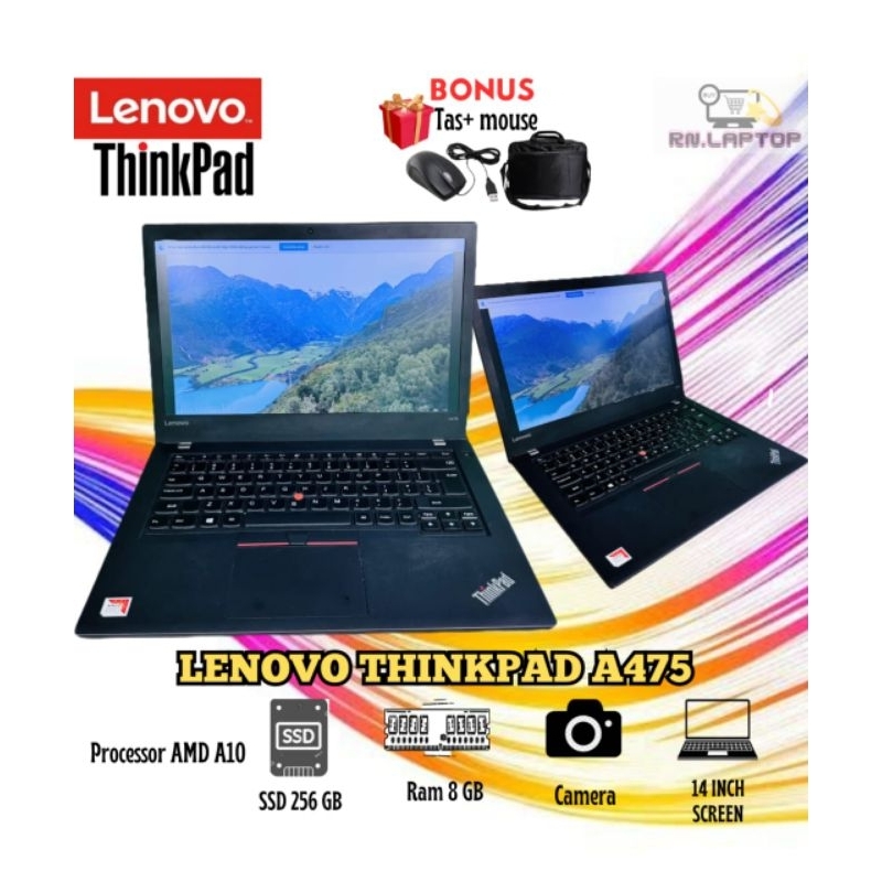 Jual LAPTOP LENOVO THINKPAD A475 PROCESSOR AMD A10/A12 RAM 8GB SSD 256GB LAYAR 14INCH | Shopee ...