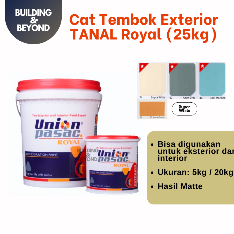 Jual CAT TEMBOK TANAL UNION PASAC ROYAL EXTERIOR & INTERIOR PAIL EMBER ...