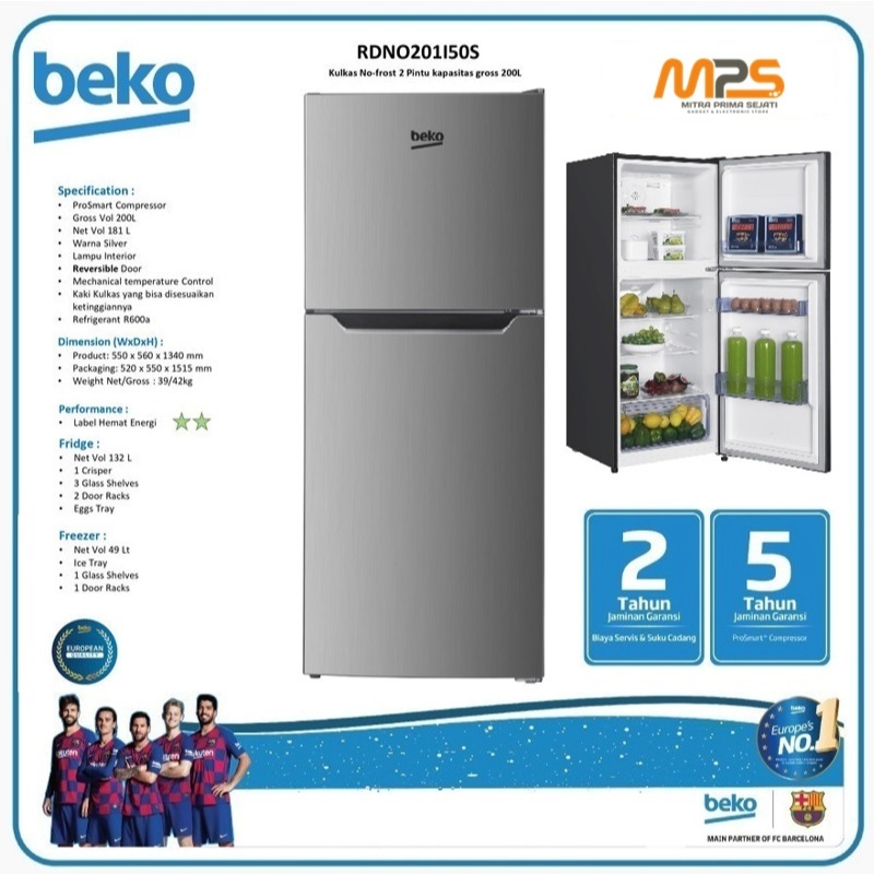 Jual Kulkas 2 Pintu BEKO RDNT200I50S - 200 Liter Garansi Resmi | Shopee ...
