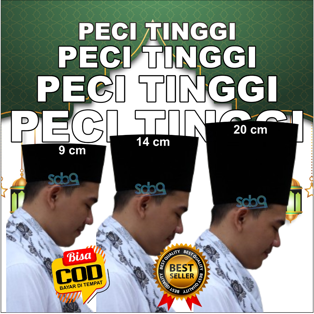 Jual Songkok Peci Hitam Tinggi 9 14 20 30 50 cm - Kopiah Songkok Peci ...