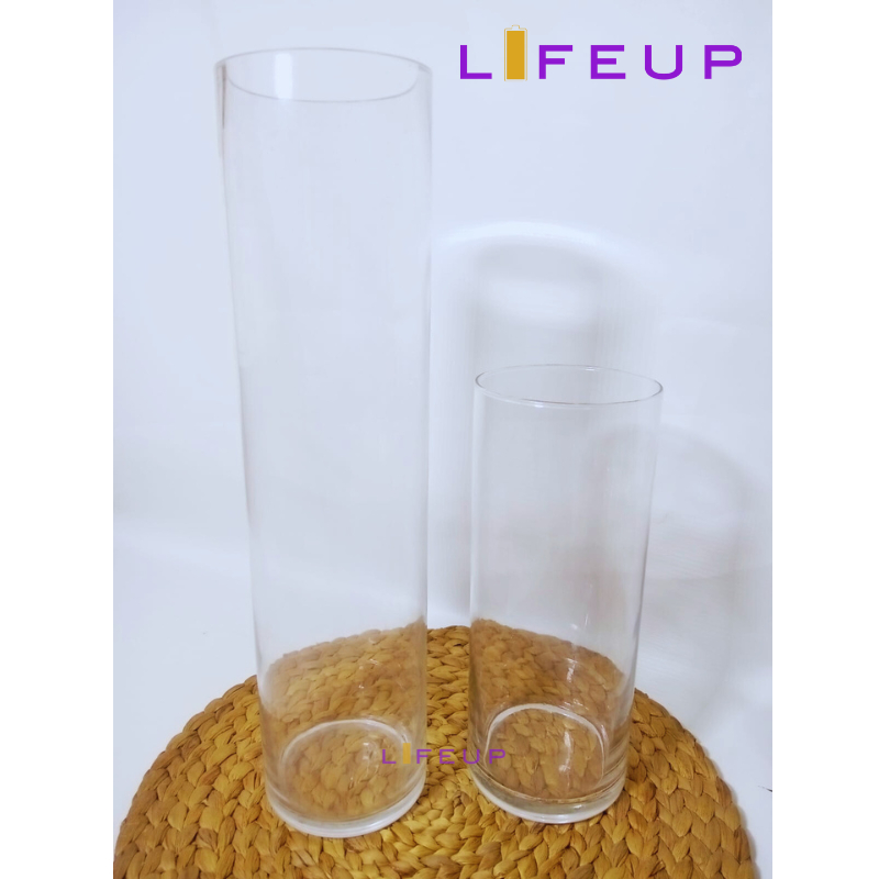 Jual Vas Kaca Tinggi Bamboo / Vas Bunga Kaca Tabung / Vas Kaca Bening ...