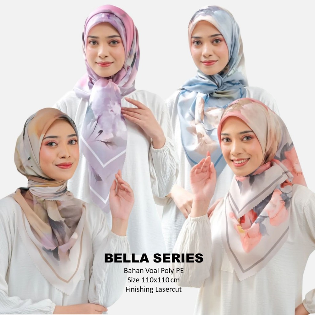 Jual Jilbab Segi Empat Voal Motif Bunga Sublim FH Scarf - Bella Series | Shopee Indonesia