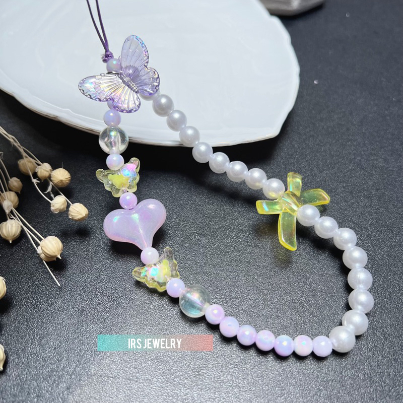 Jual Phone Strap Beads Ungu Series/ Tali Lanyard Handphone Manik Pita ...