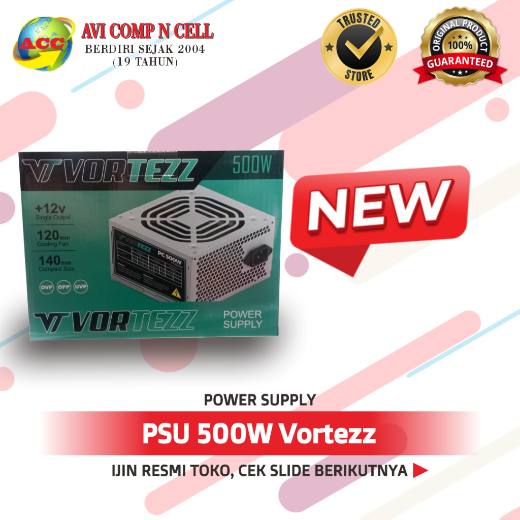 Jual Power Supply PSU (CPU) Vortezz 500W | PSU Hemat Daya Untuk Komputer/PC | Shopee Indonesia