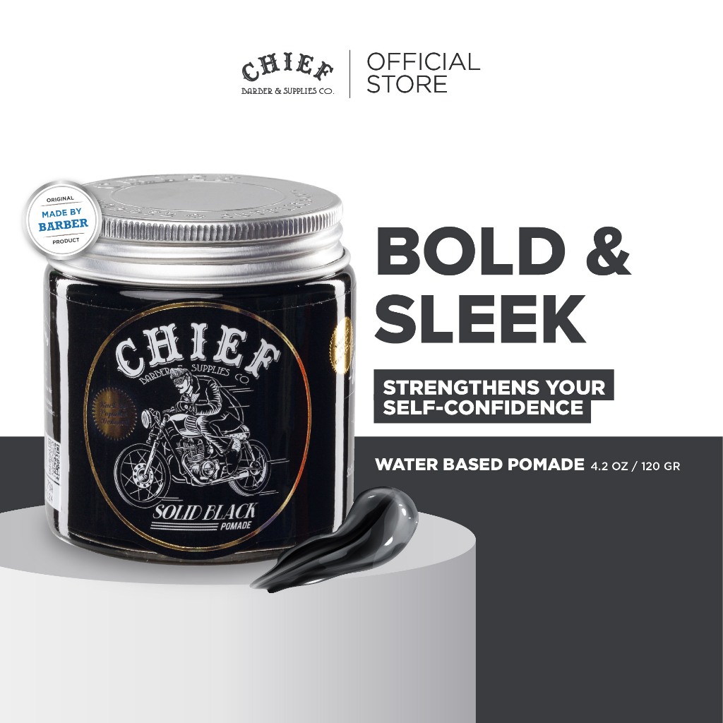 Jual CHIEF SOLID BLACK - Pomade Water Based 4,2oz | Shopee Indonesia