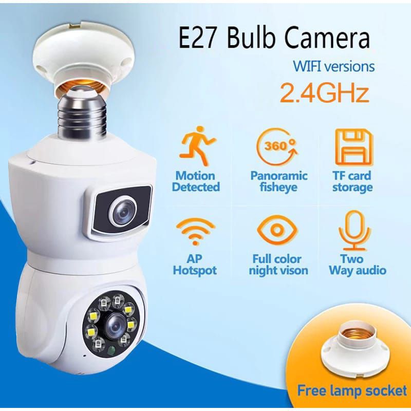 Jual Lampu CCTV Bohlam 8MP Dual Lens IP Camera WiFi CCTV Kamera Indoor ...