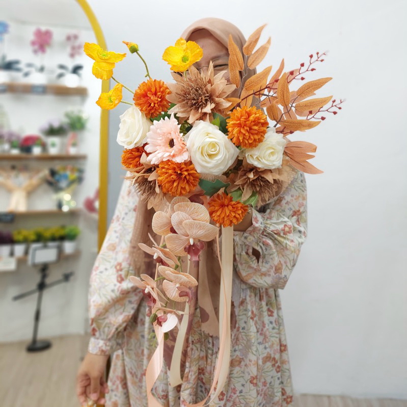 Jual HANDBUKET WEDDING BUNGA JUNTAI CASCADE ORCHID ARTIFISIAL PREMIUM ...