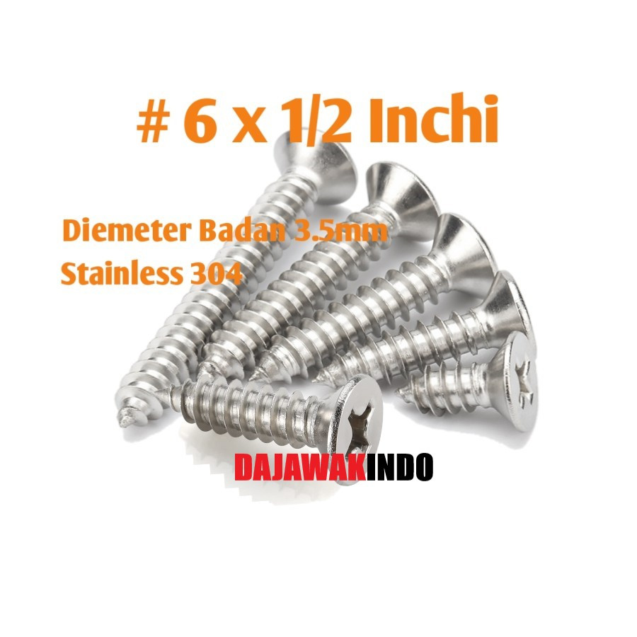 Jual Sekrup Tapping Stainless 6 x 1/2 / Tapping FH Stainless 304 | Shopee Indonesia