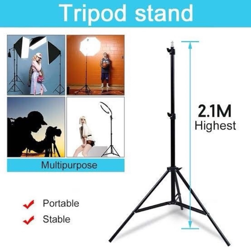 Jual Tripod 2,1 meter Light Stand Tripod Universal 2 meter Multifungsi Live Streaming Tripod ...