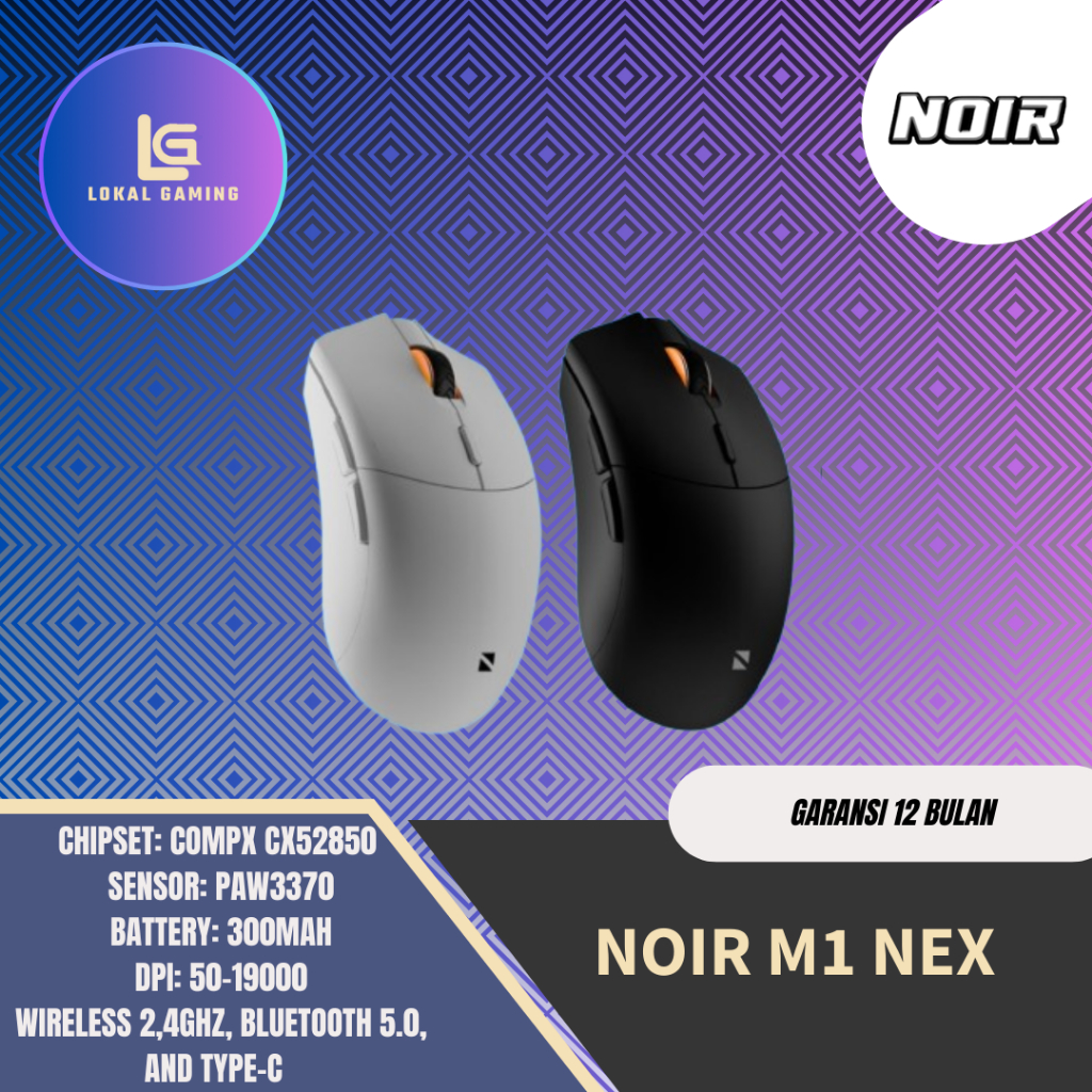 Jual Noir M1 Nex Wireless Gaming Mouse PMW-3325 Garansi Resmi | Shopee ...