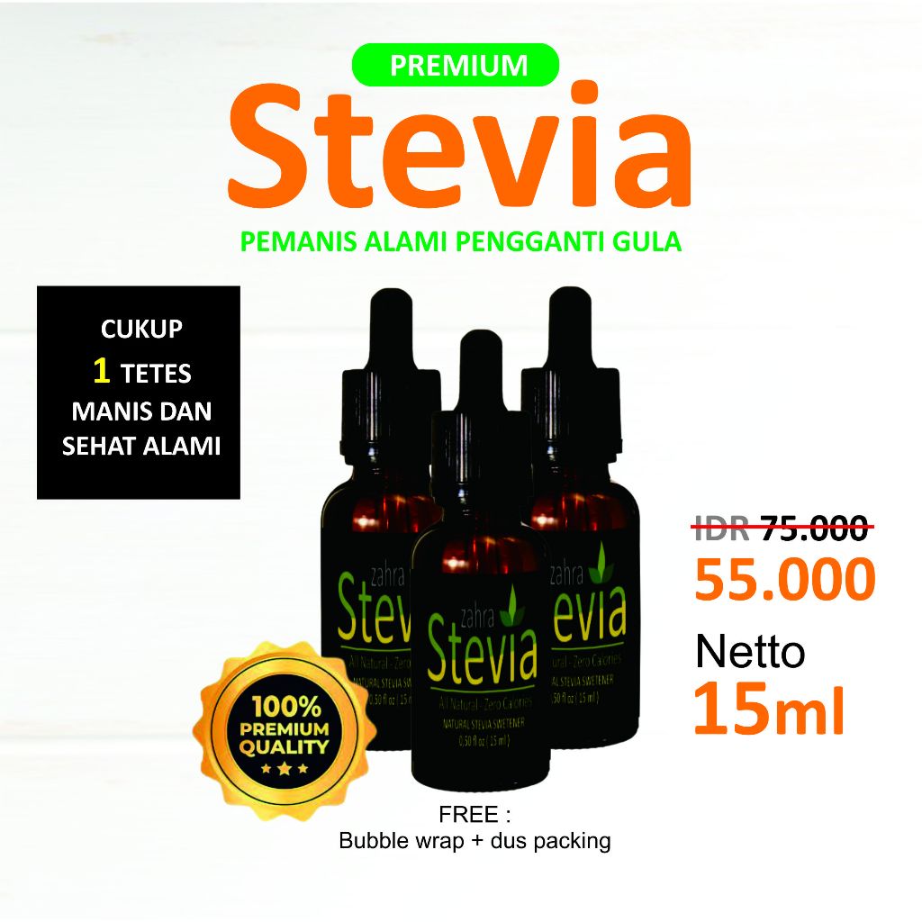 Jual Stevia cair premium pengganti gula Nol Kalori Jaminan asli 100% ...