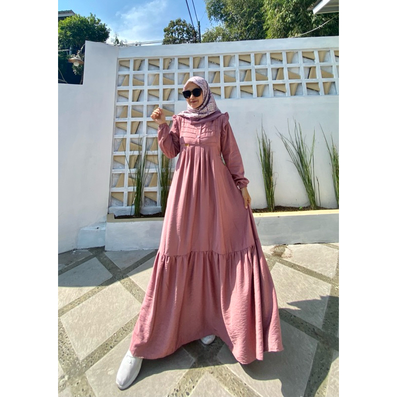 Jual OUTFITBYMETA ALIZA MIDI Polo linen Midi dress hijab voal premium ...