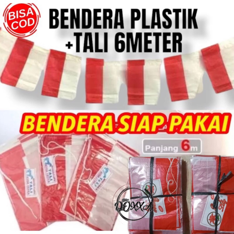 Jual Bendera Plastik Merah Putih Renteng Tali 6meter Terpisah Dekorasi ...