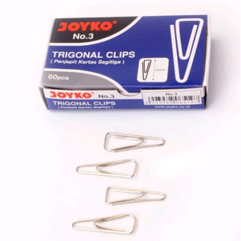 Jual Paper Clip / Trigonal Clips / Penjepit Kertas Joyko No.3 (Kecil ...