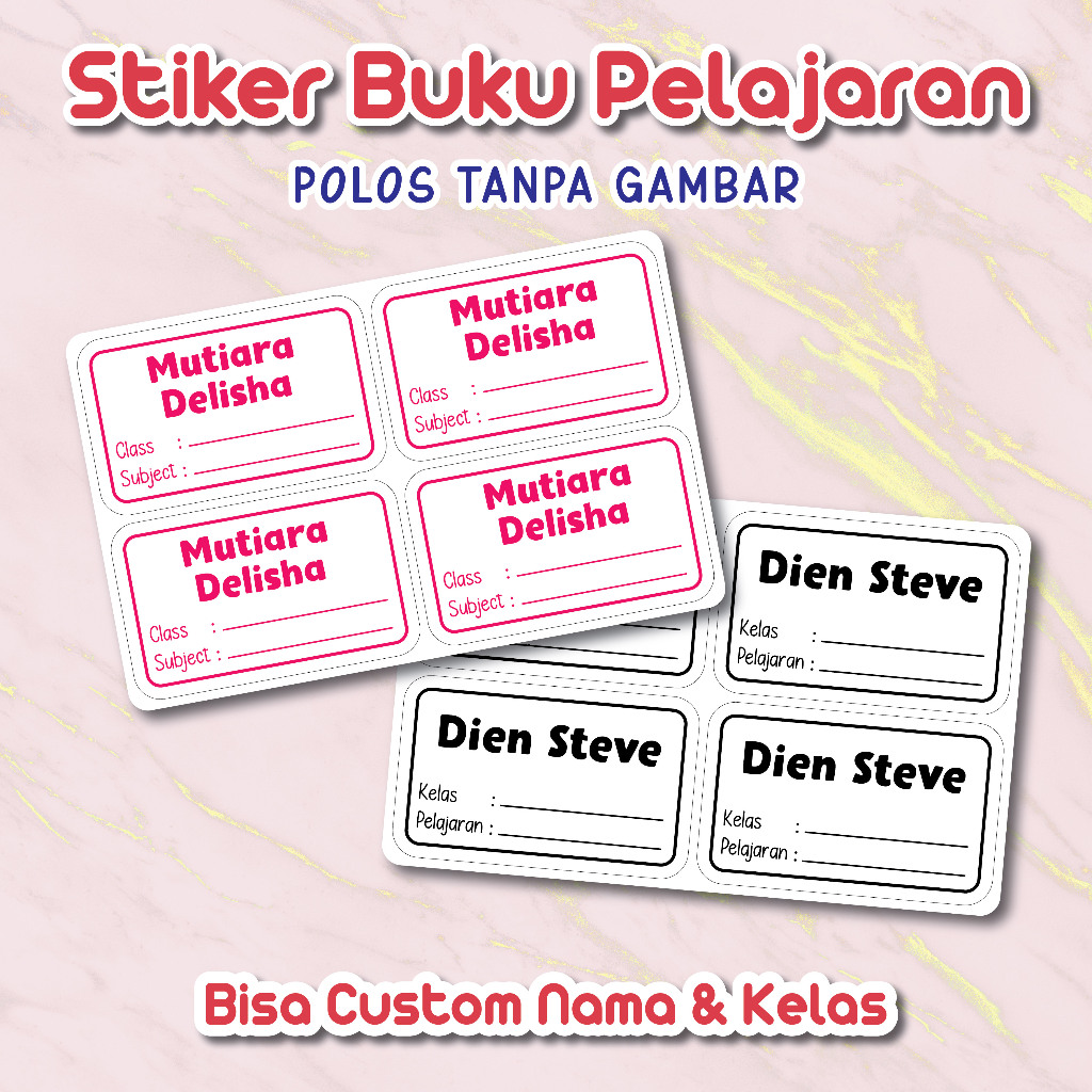 Jual 40 PCS STIKER BUKU MAPEL SEKOLAH CUSTOM TEKS | STIKER BUKU ...