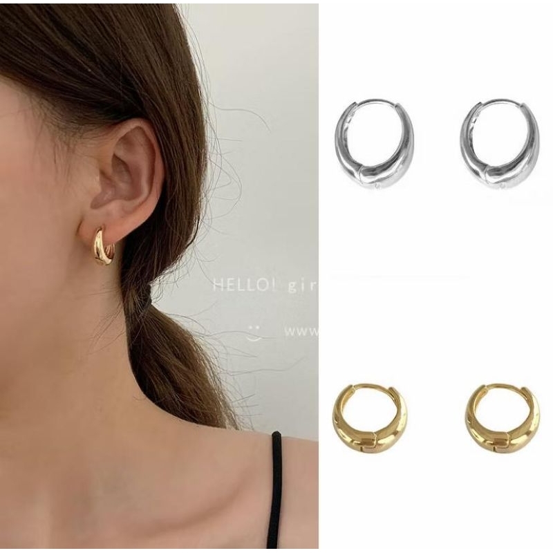 Jual Anting Wanita Model Bulat Besar Warna Gold Silver Polos Ala ...