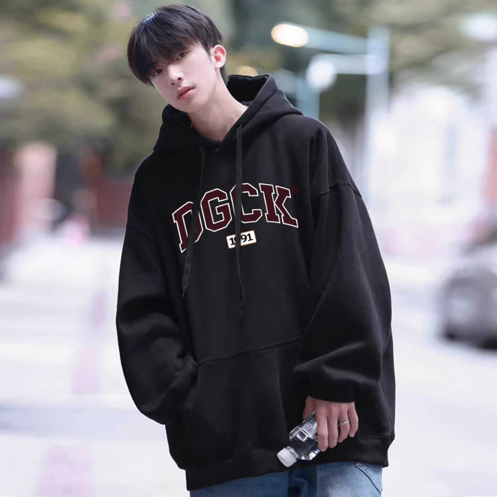 Jual NASA IDOL Jaket Sweater Hoodie Boxy Pria Oversize Hitam Lengan ...