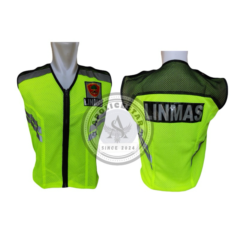 Jual rompi linmas rompi parkir bahan jala jaring/jala tipis logo full ...