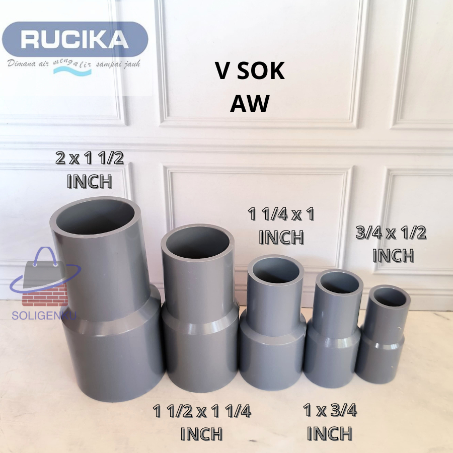 Jual V Sok Rucika 3/4 x 1/2" AW inch RUCIKA PVC / VERLOP SOK REDUCER DV ...
