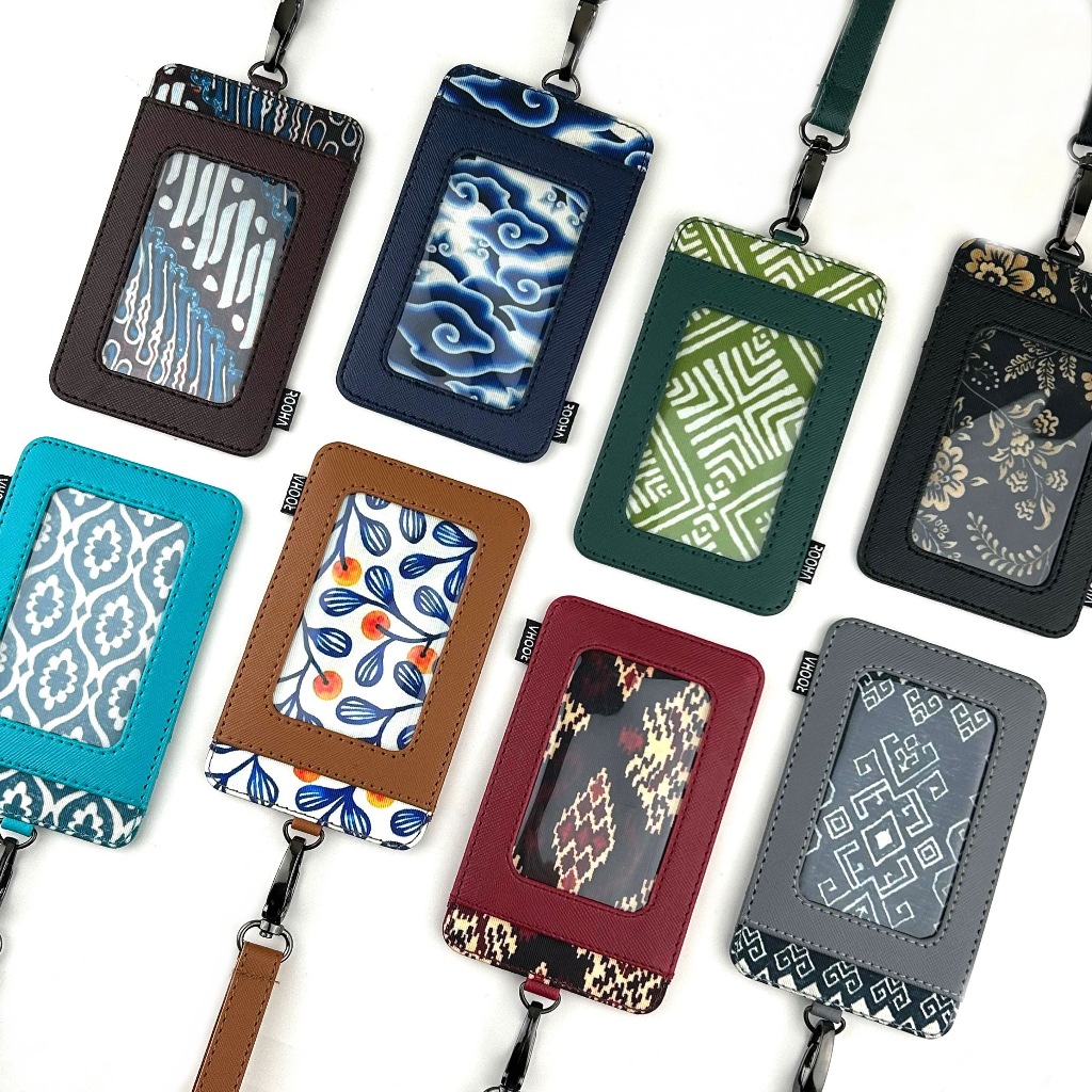 Jual ID card holder hanging wallet name tag kartu lanyard kulit imitasi ...