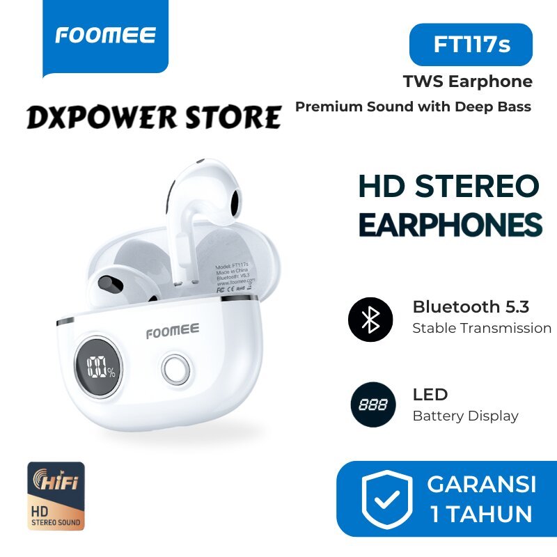 Jual FOOMEE FT117S EARPHONE BLUETOOTH 5.3 TWS TRUE WIRELESS STEREO LED ...