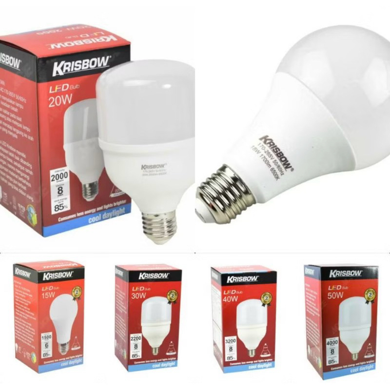 Jual KRISBOW BOHLAM LAMPU LED E-27 15,18,20,30,40,50 WATT PUTIH/KUNING ...