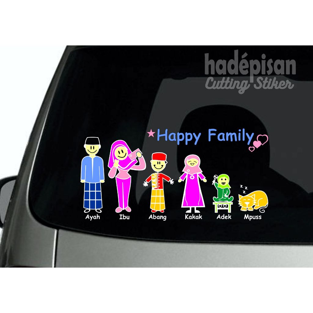 Jual STIKER MOBIL CUTTING STICKER HAPPY FAMILY WARNA | Shopee Indonesia