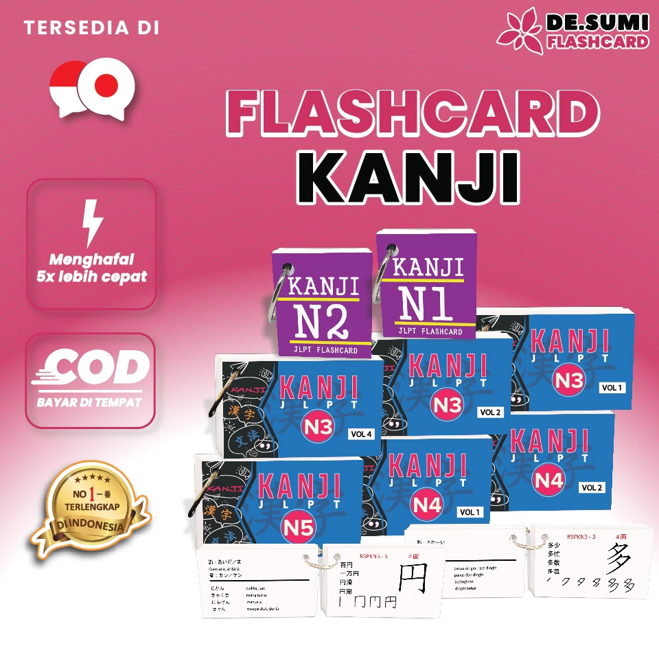 Jual FLASH CARD KARTU KANJI JLPT N5 N4 N3 N2 N1 NATTESJTEST KAMUS ...