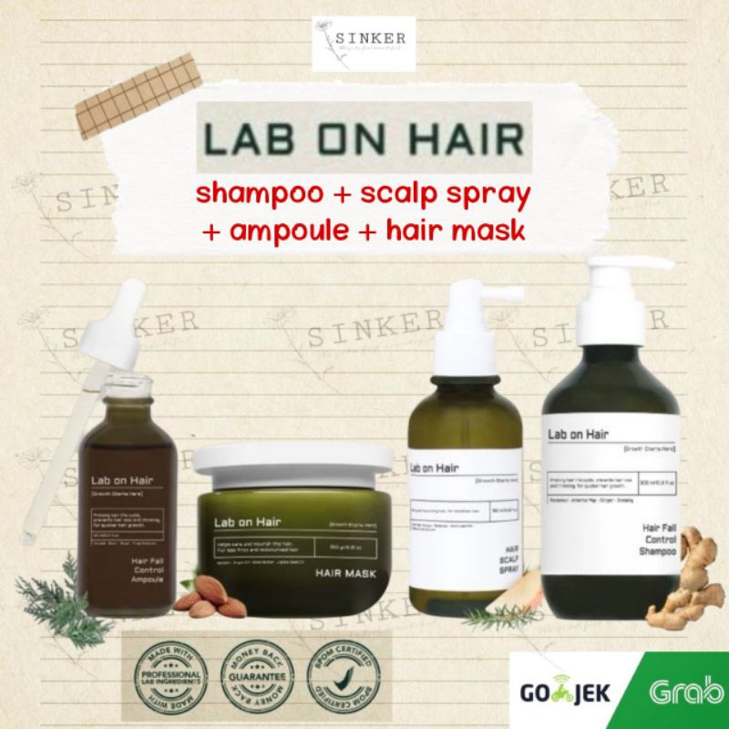 Jual Lab On Hair Anti Hair Fall Shampoo / Scalp Spray Hair Tonic ...