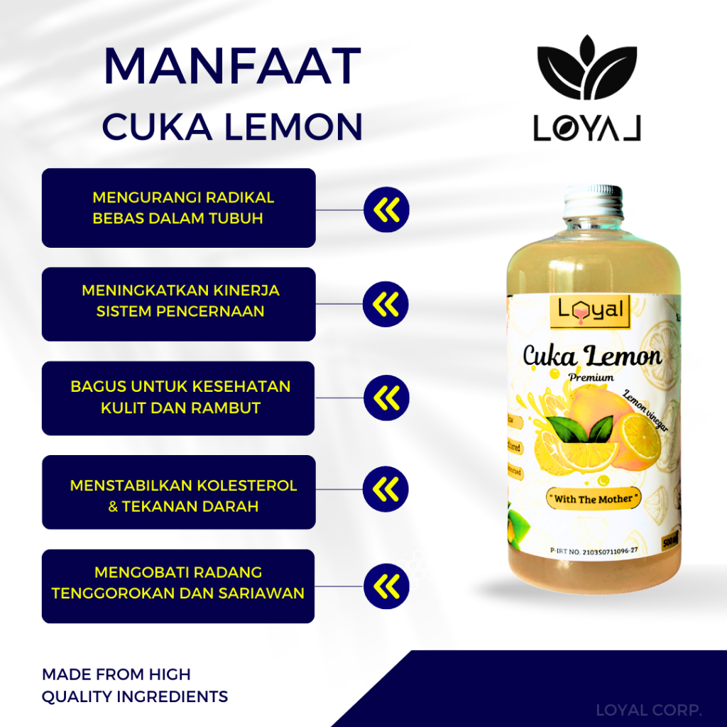 Jual Loyal Cuka Lemon Premium Probiotik Original Asli With Mother ...