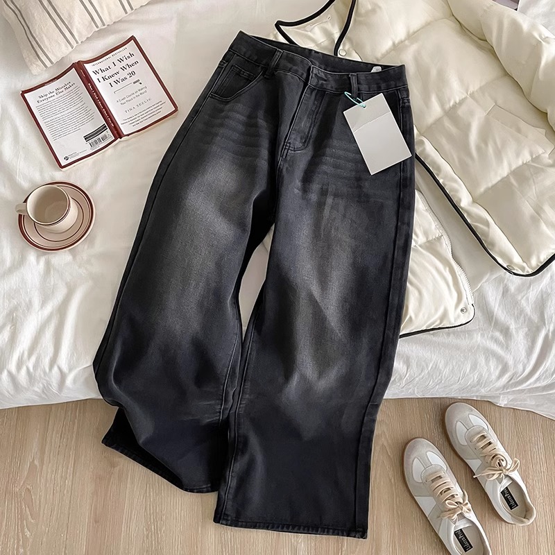 Jual Kelabu Hitam Jeans Highwaist Kulot Celana Jeans Wanita Import ...