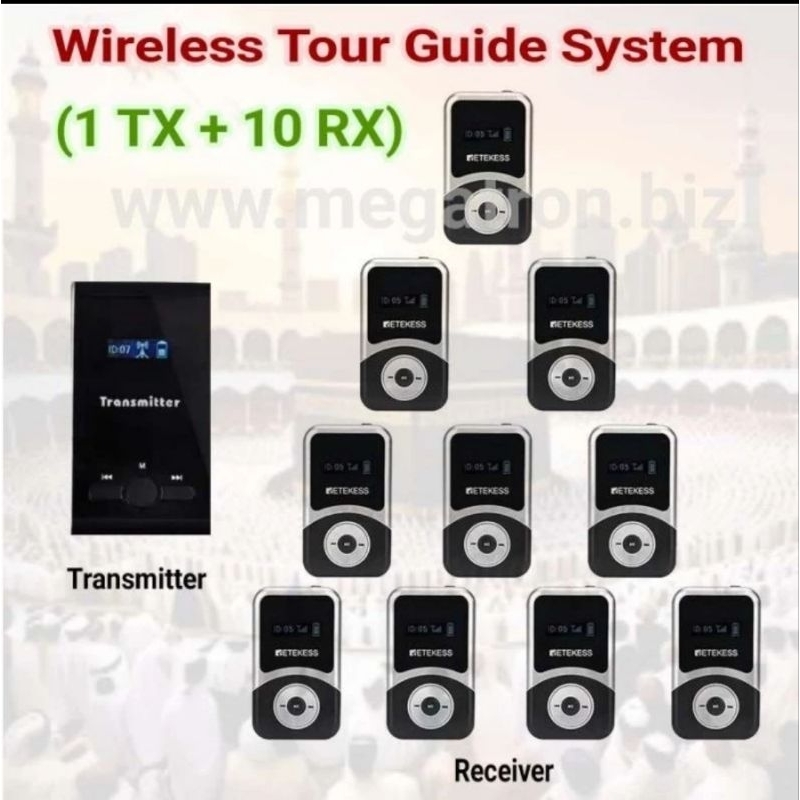 Jual Paket Wireless Tour Guide System 1 TX + 10 Receiver (Frekwensi 195-230 Mhz) | Shopee Indonesia