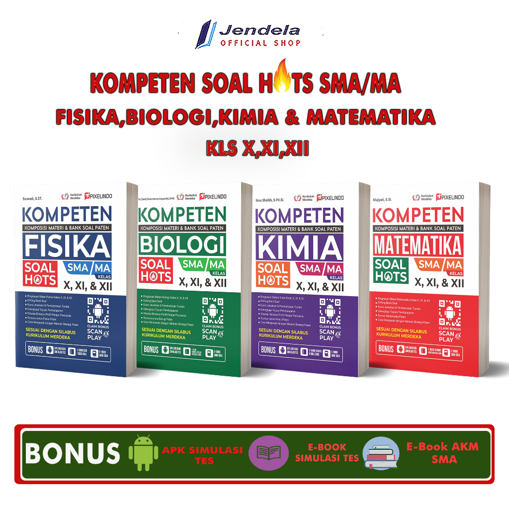 Jual Buku Sekolah Kompeten Bank Soal Penunjang Pelajaran SMA Fisika Biologi Kimia Matematika SMA ...