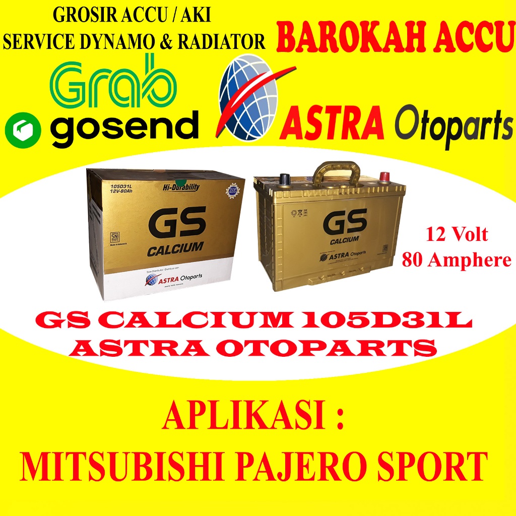 Jual AKI MOBIL GS CALCIUM 105D31L , 80 AH ASTRA OTOPARTS | Shopee Indonesia