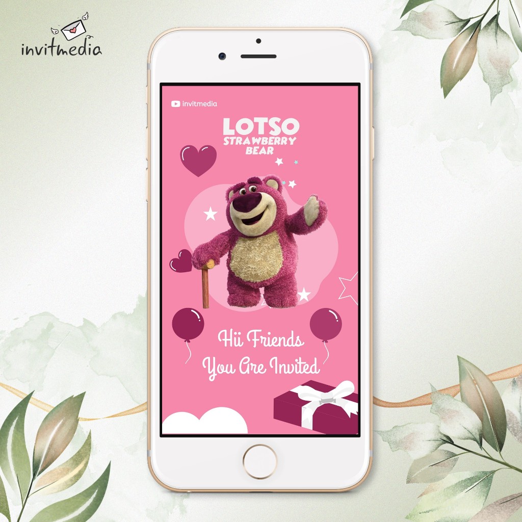 Jual Undangan Ulang Tahun Anak Tema Lotso Video Birthday invitation ...