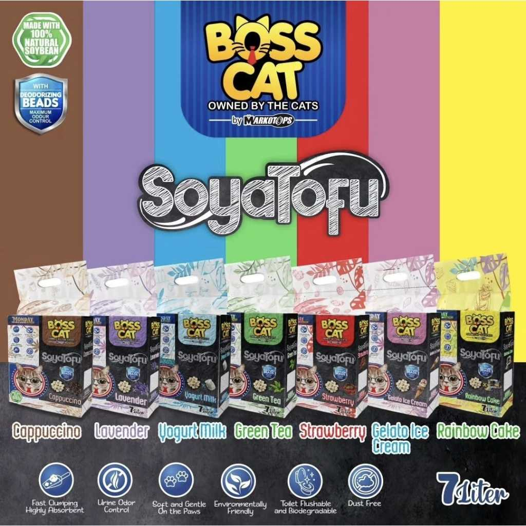 Jual PASIR TOFU SOYA BOSS CAT 7L | CAT LITTER | PASIR KUCING TOFU SOYA ...