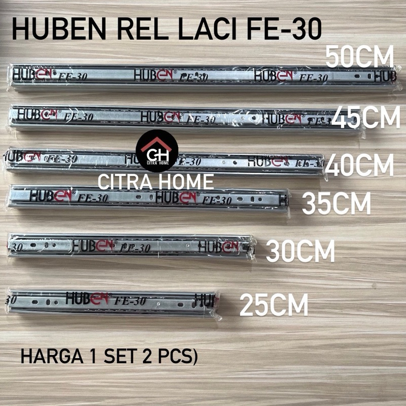 Jual Huben Rel Laci FE-30 Full Extension Double Track 25cm 30cm 35cm ...