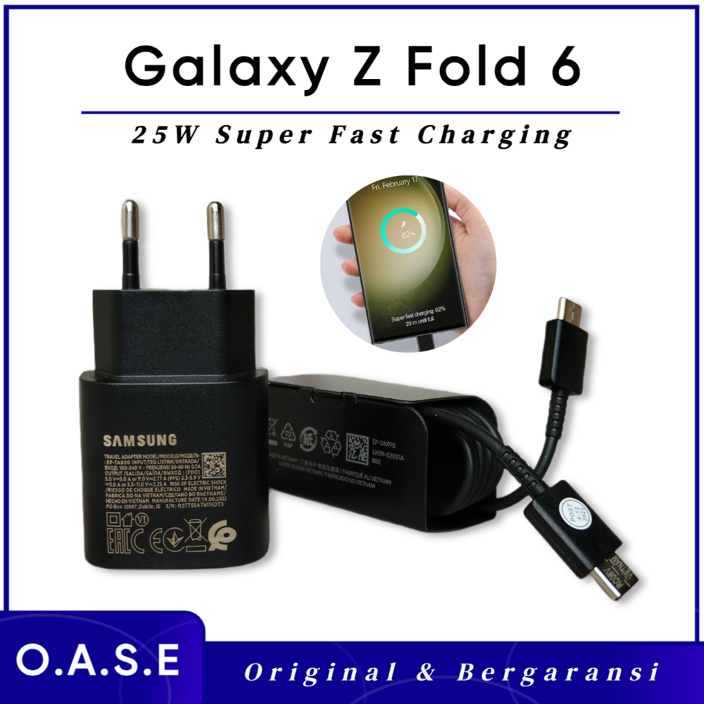 Jual Charger Samsung Z Fold 6 Super Fast Charging Casan 25W Satu Set Z ...
