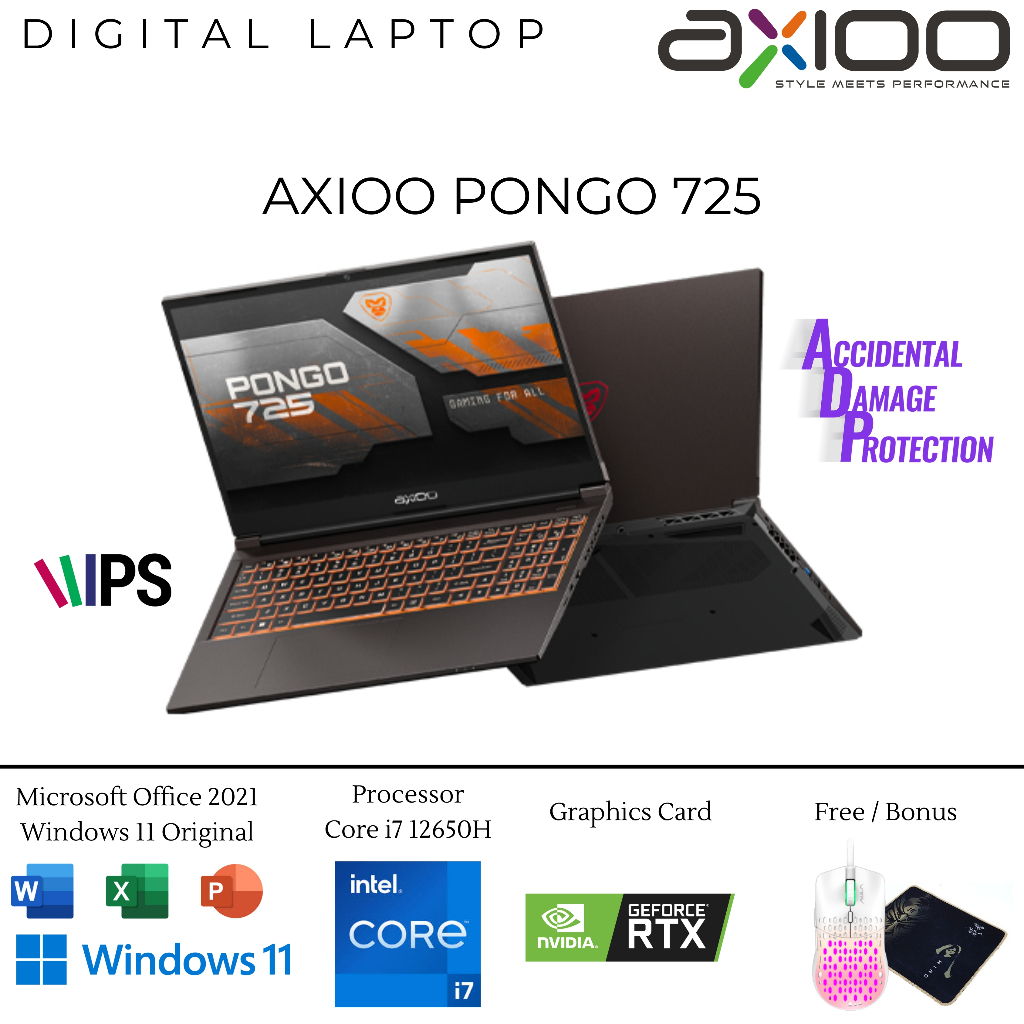 Jual Laptop Gaming Axioo Pongo 725 Core i7 12650H 16GB 512GB RTX2050 ...